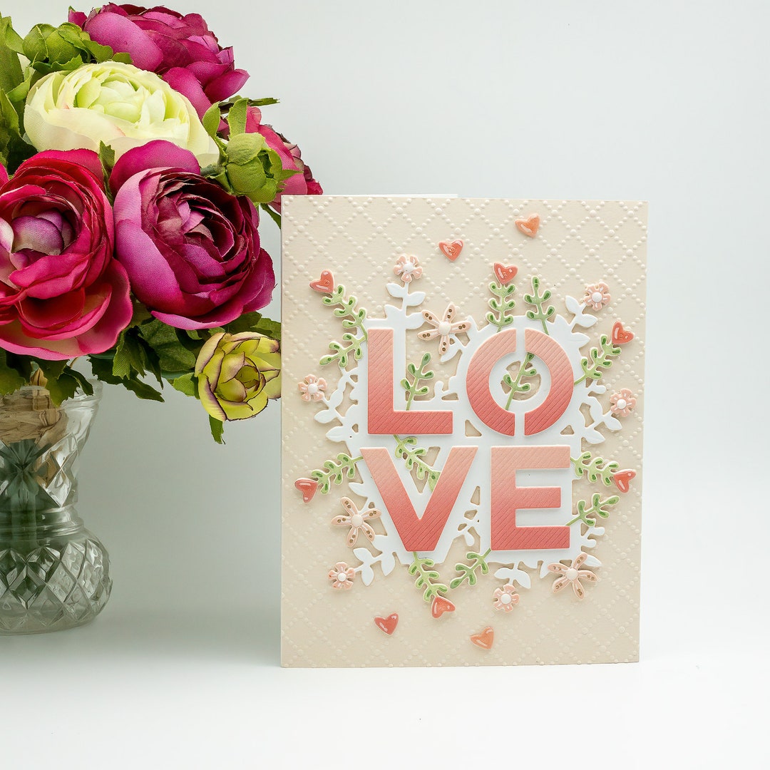 Handmade Embossed Love Card: Elegant Valentine, Anniversary, Wedding - Etsy