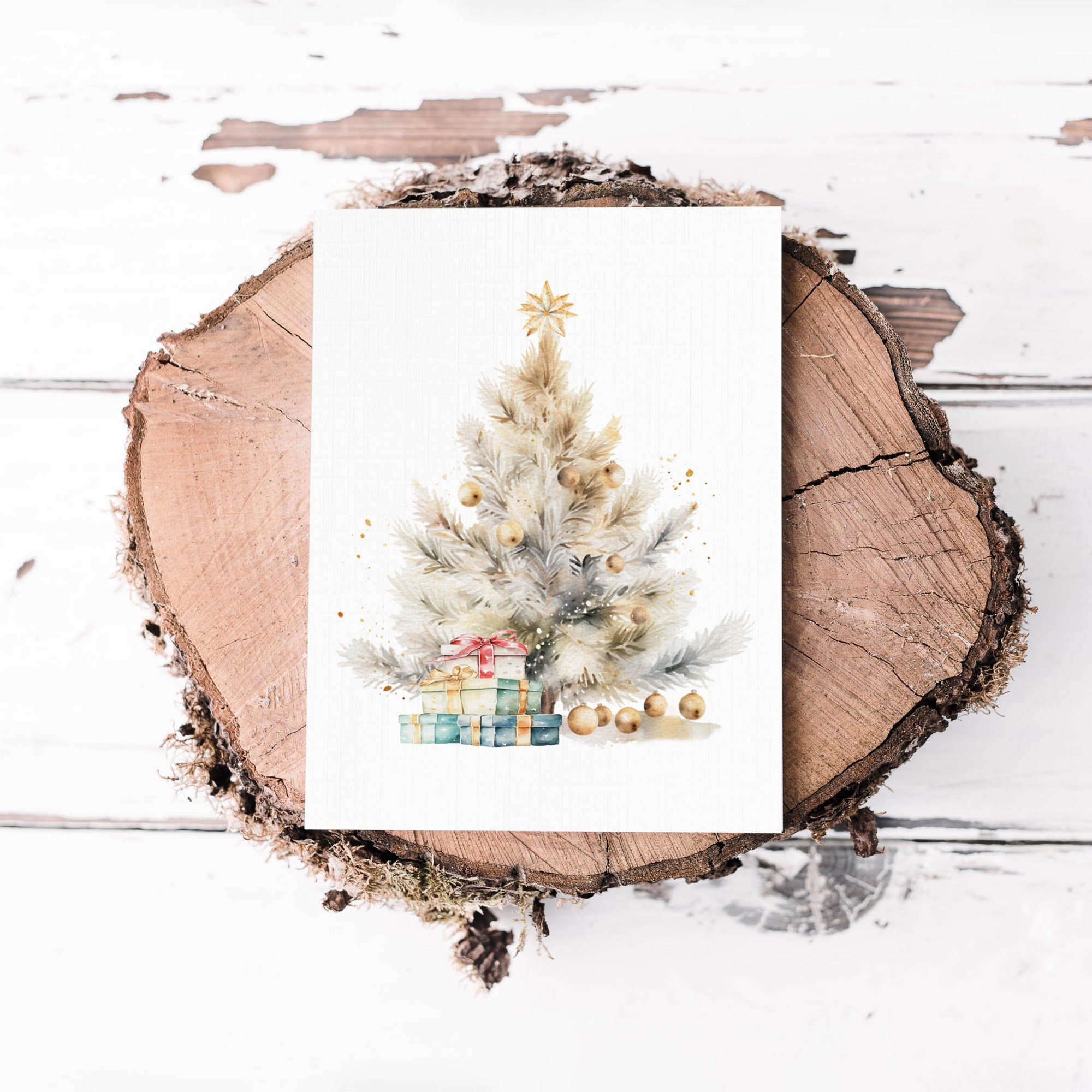 Water Color Christmas Cards, Elegant Christmas Cards Boxed Set With ...