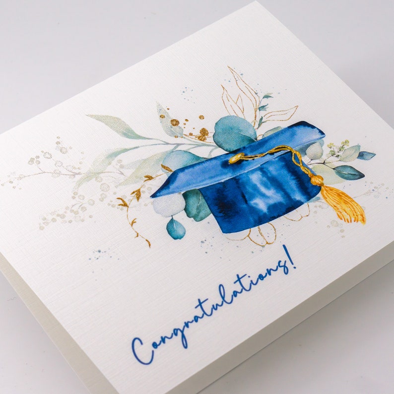 Blue Cap & Floral College Graduation Card Congrats Graduation Show Your ...