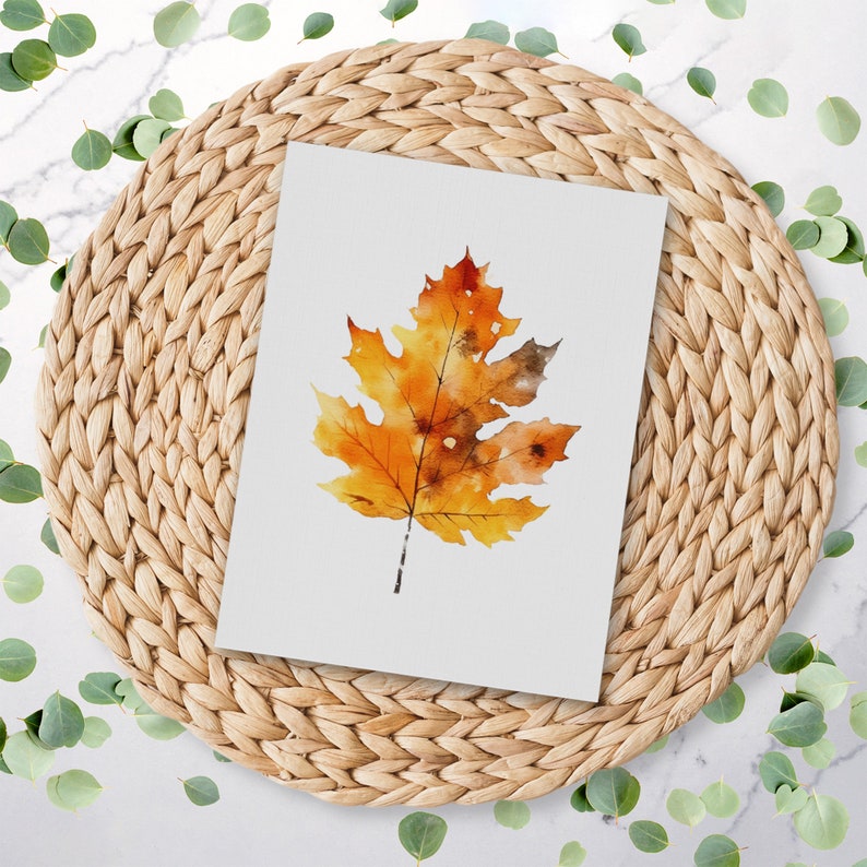 Autumn Leaves Cards, Watercolor Fall Leaves, Fall Note Cards, Autumn ...