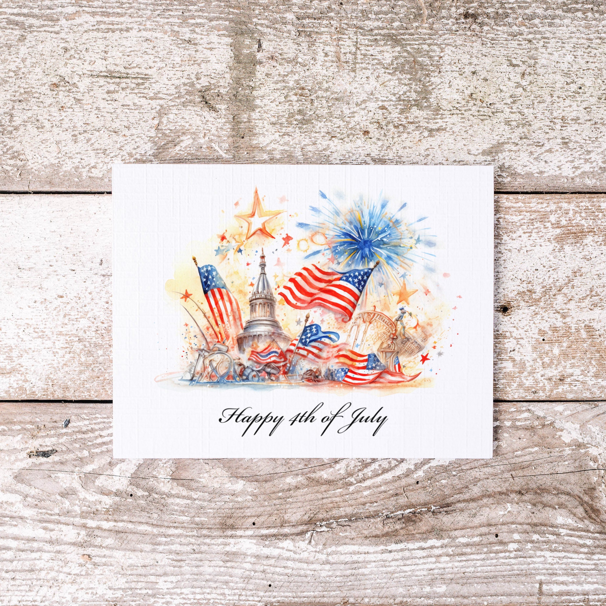 Happy 4th of July Card With Watercolor Patriotic Balloons - Etsy
