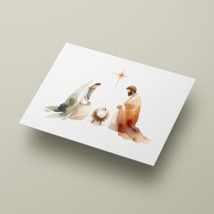 Christian Christmas Card Set With Nativity, Boxed Watercolor Religious ...
