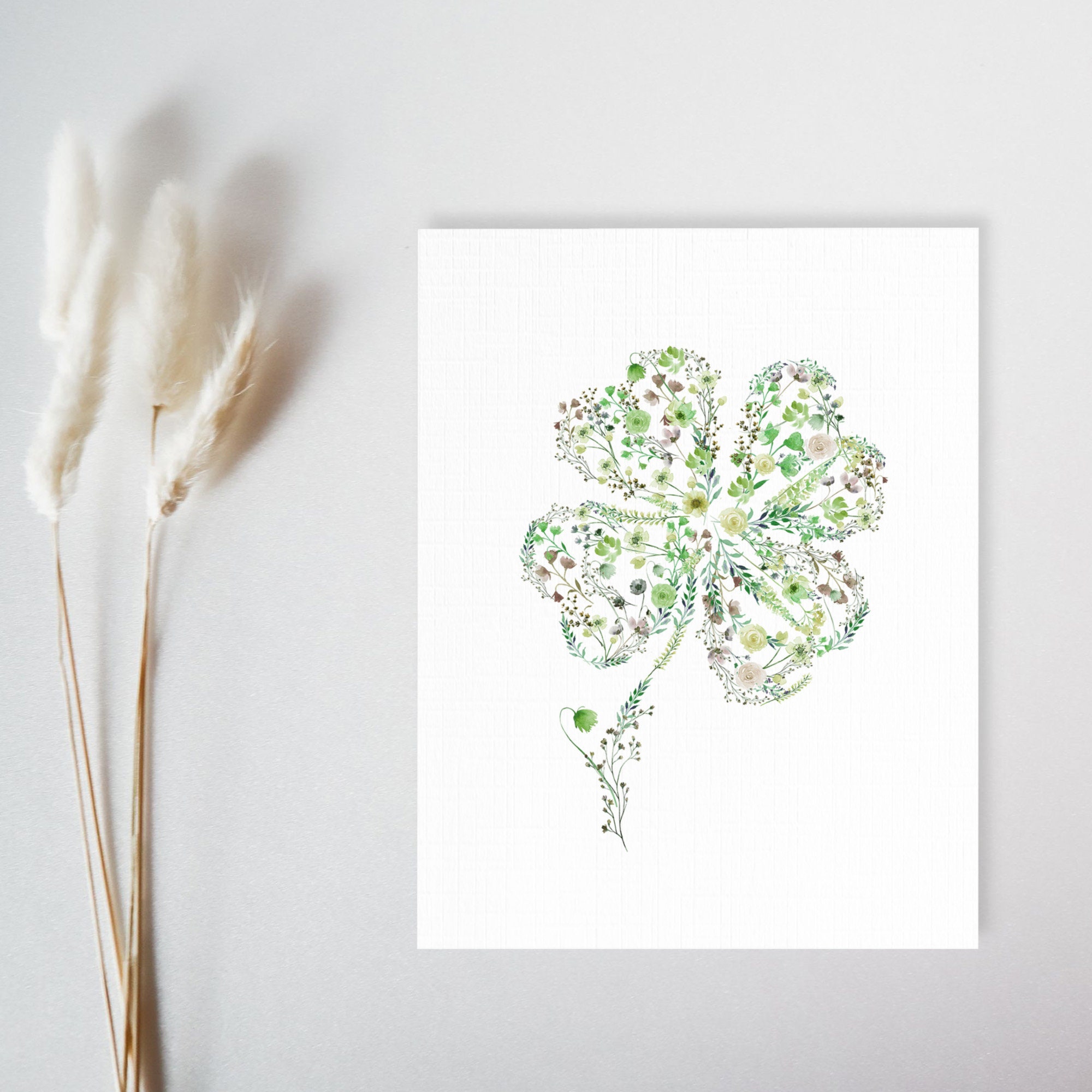 Four Leaf Clover Card, St Patricks Day Card, Saint Patricks Day Gift ...