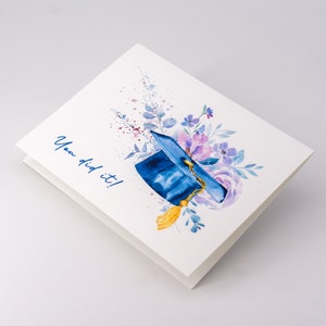 Congrats Graduation! Blue Cap & Floral College Graduation Card ...
