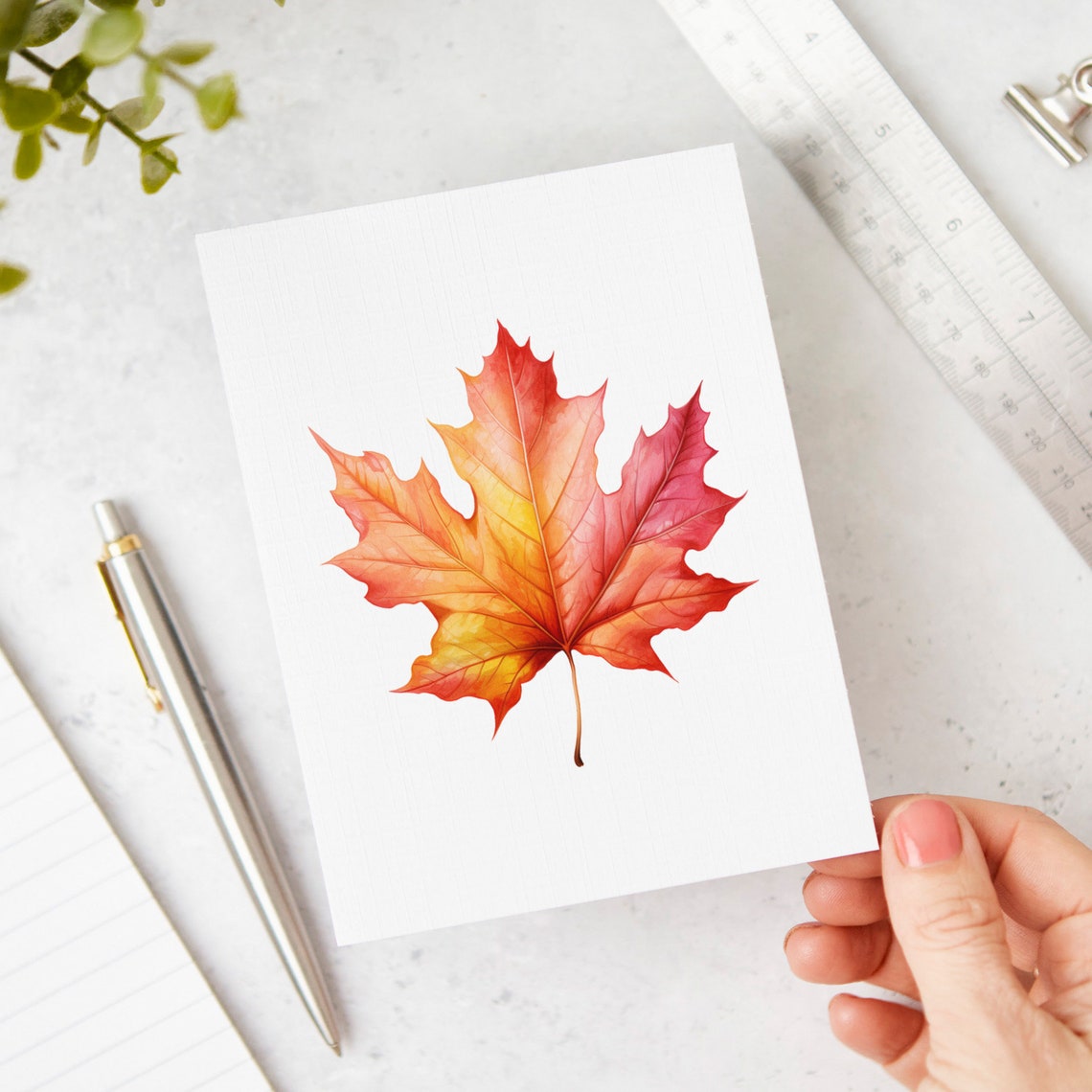 Autumn Leaves Cards, Watercolor Fall Leaves, Fall Note Cards, Autumn ...