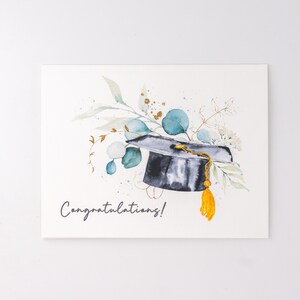 Black Cap & Floral College Graduation Card - Congrats Graduation! Honor ...