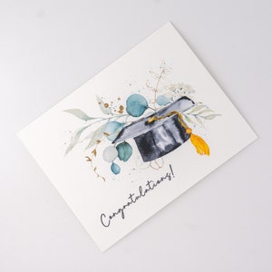 Black Cap & Floral College Graduation Card - Congrats Graduation! Honor ...