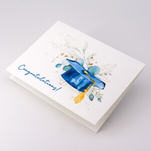 Blue Cap & Floral College Graduation Card - Congrats Graduation! Show ...