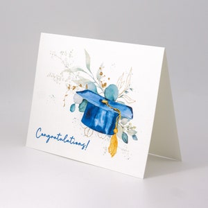 Blue Cap & Floral College Graduation Card - Congrats Graduation! Show ...