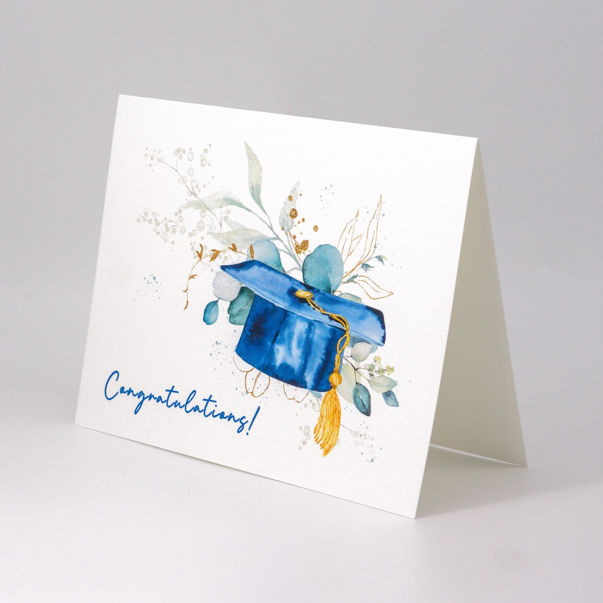 Blue Cap & Floral College Graduation Card Congrats Graduation Show Your ...