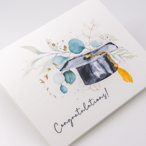 Black Cap & Floral College Graduation Card - Congrats Graduation! Honor ...