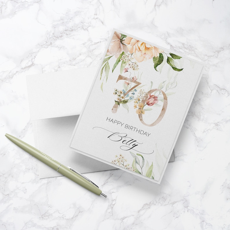 Unique Personalised 70th Birthday Age Card, Handmade Luxury Greeting ...