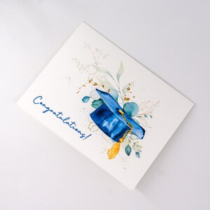 Blue Cap & Floral College Graduation Card - Congrats Graduation! Show ...