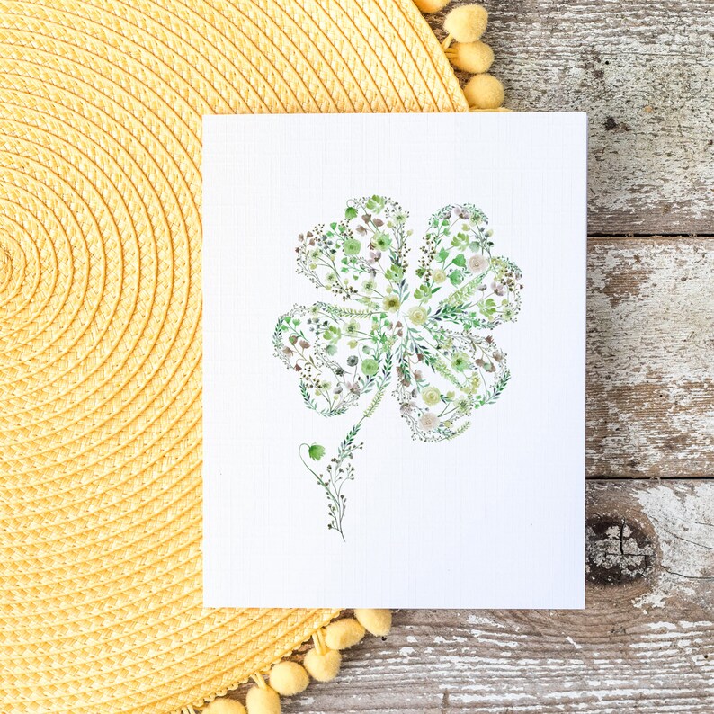 Four Leaf Clover Card, St Patricks Day Card, Saint Patricks Day Gift ...