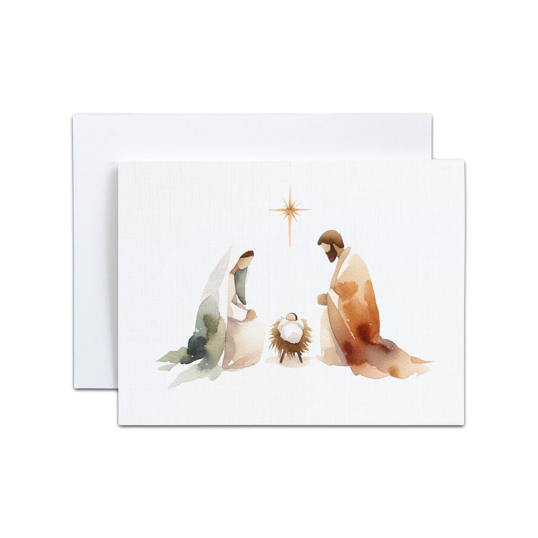 Christian Christmas Card Set With Nativity, Boxed Watercolor Religious ...