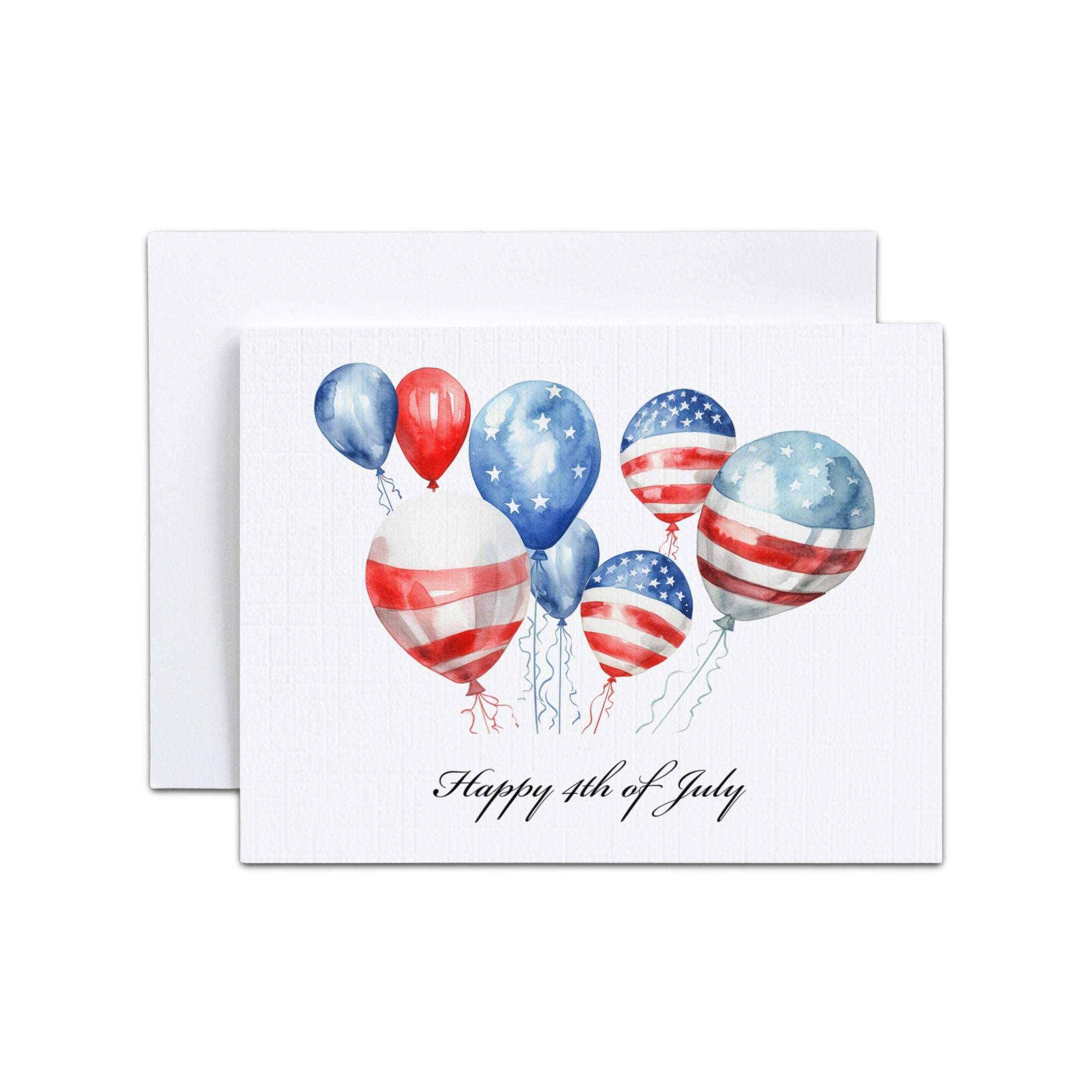 Happy 4th of July Card Set 6 Cards With Watercolor Patriotic Balloons ...