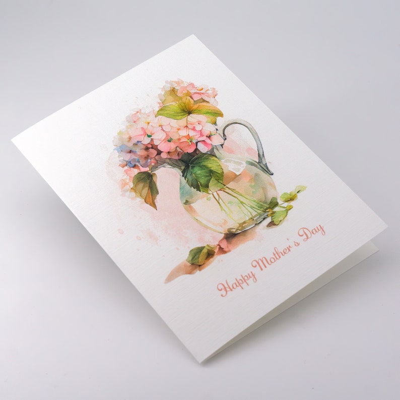 Happy Mothers Day Card Unique With Hydrangea Watercolor, Flower Bouquet ...