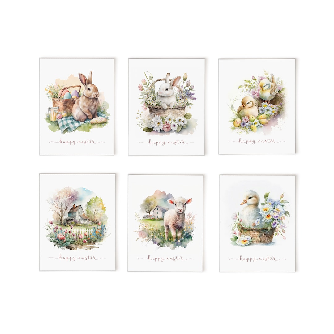 Easter Card Set, Easter Card Pack, Happy Easter Card With Bunny, Easter ...
