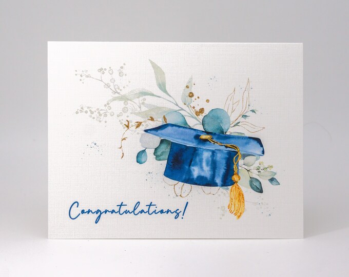 Blue Cap & Floral College Graduation Card Congrats Graduation Show Your ...