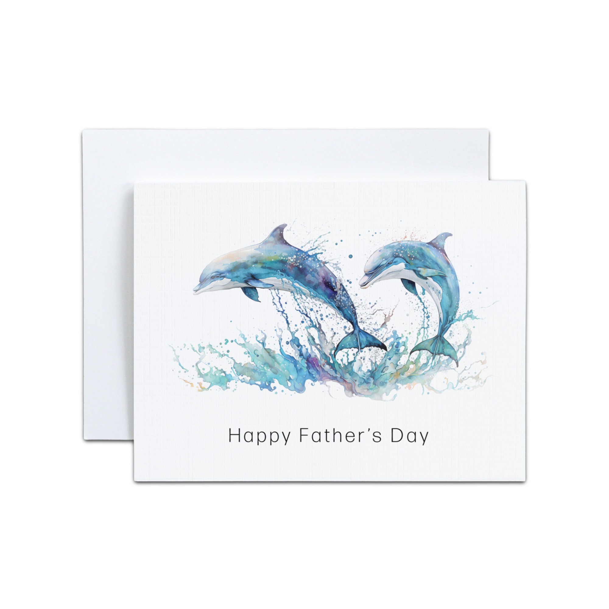 Make a Splash on Father's Day: Watercolor Jumping Dolphins Greeting ...