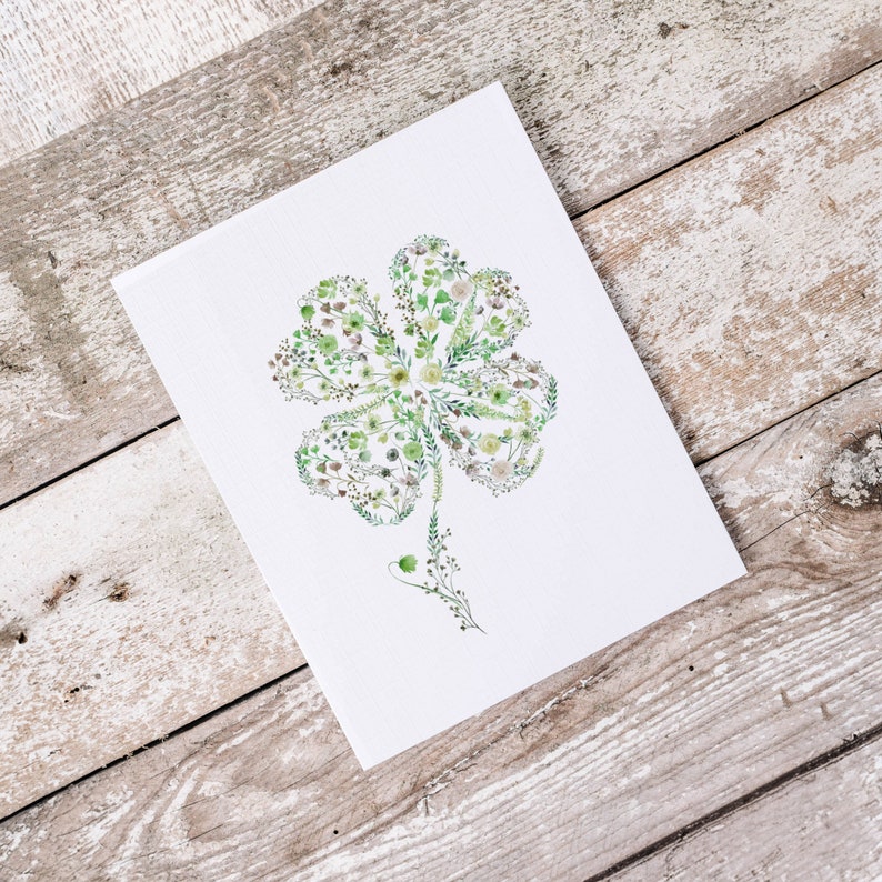 Four Leaf Clover Card, St Patricks Day Card, Saint Patricks Day Gift ...