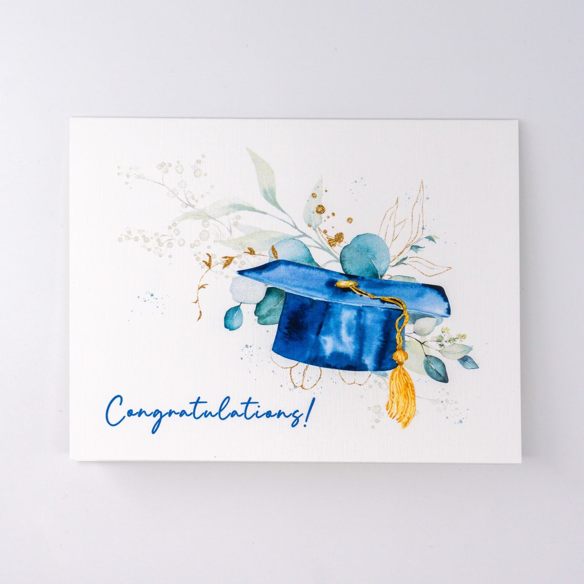 Blue Cap & Floral College Graduation Card Congrats Graduation Show Your ...