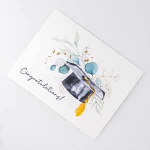 Black Cap & Floral College Graduation Card - Congrats Graduation! Honor ...
