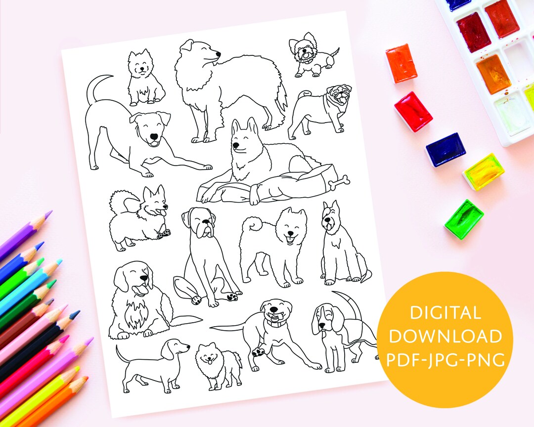 Puppy Dog Coloring Sheet - Instant Download - Printable Coloring Page ...