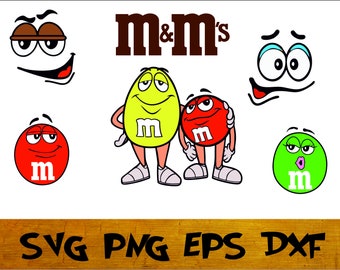 M and m face svg | Etsy