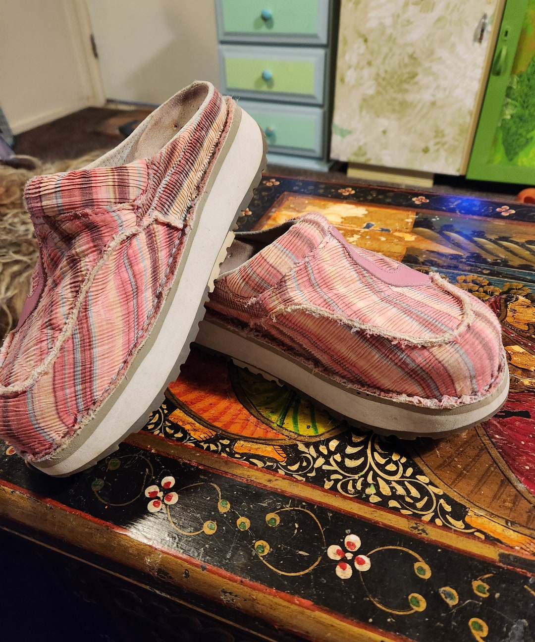 Vintage 90s the Art Company Clogs Platform Super Chunky Pinks Blue ...