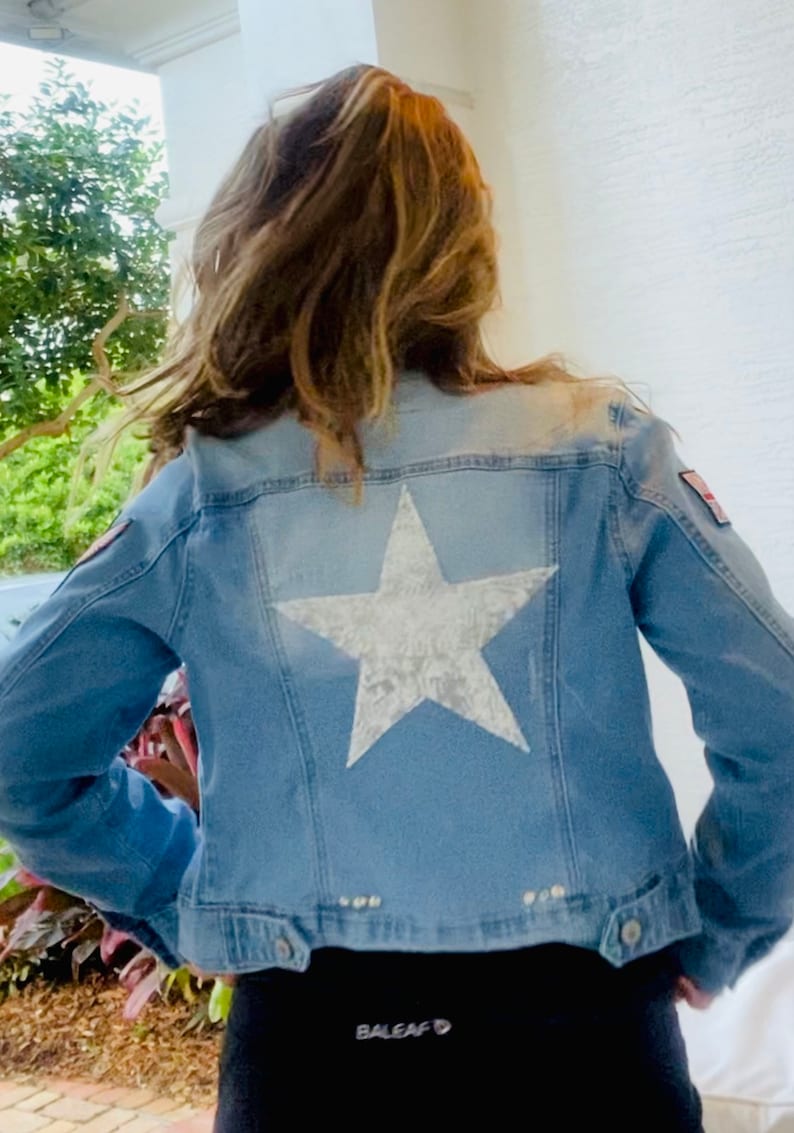 Jacket With Patches Rockthejacket Light Denim Stretch Jacket With Studs ...