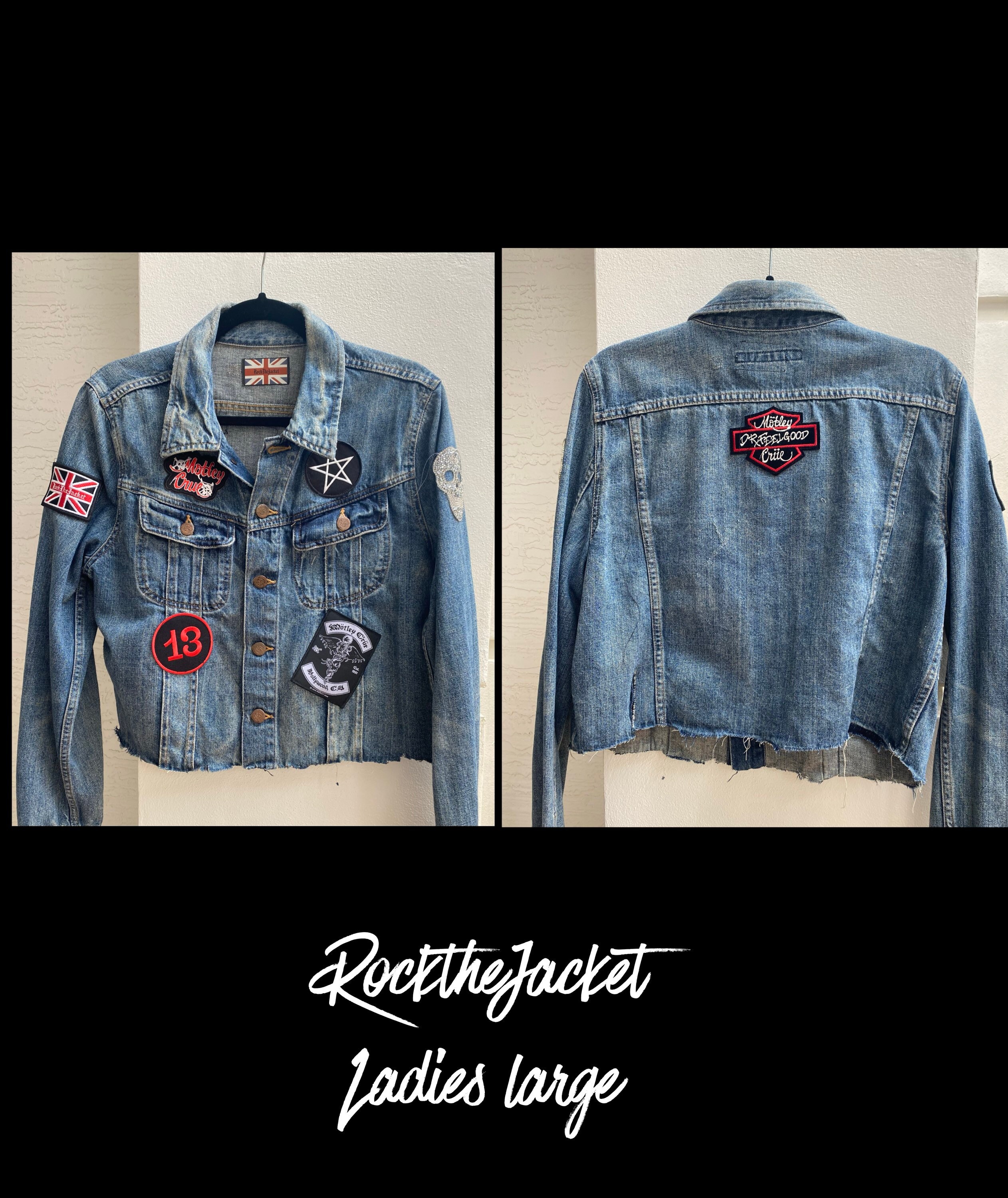 SOLD**** Jacket W Patches Motley Crue ROCK Jacket Ladies Large Soft ...