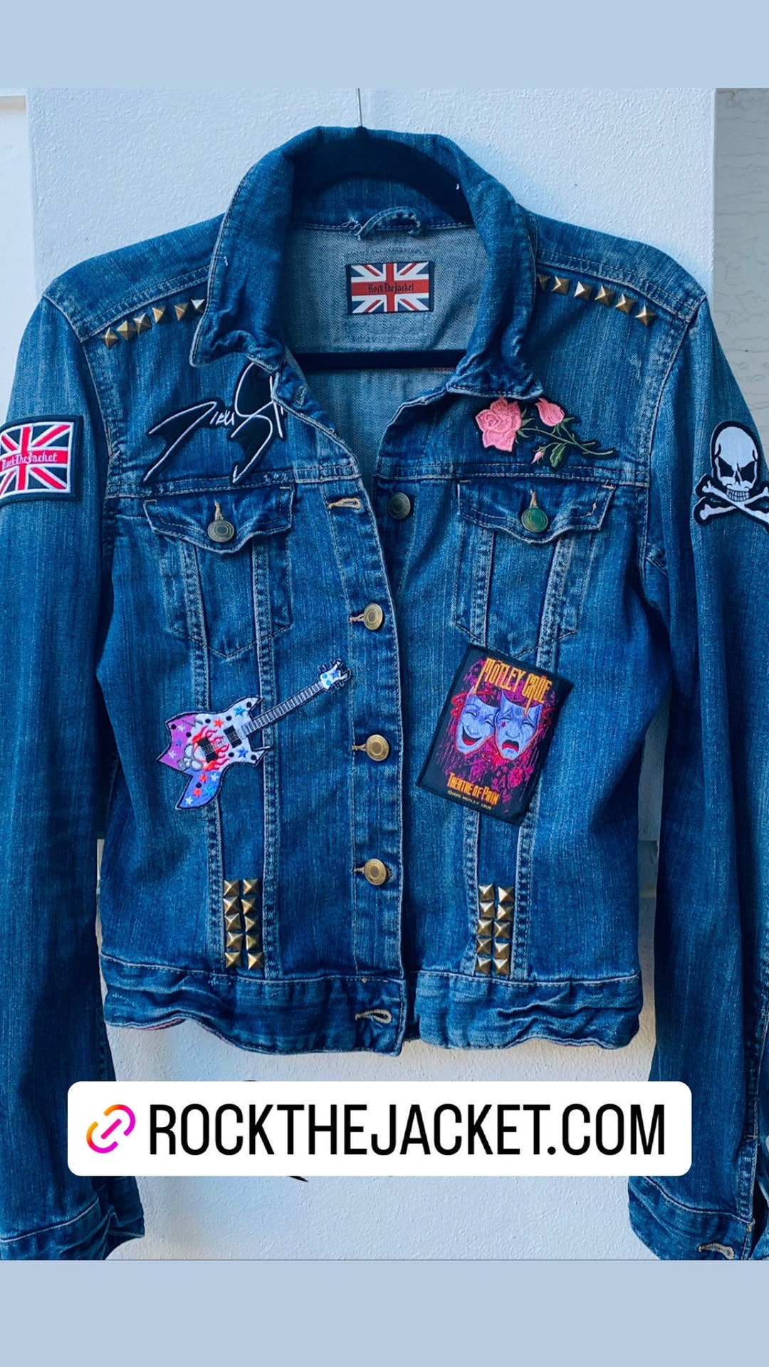Sold***jacket With Patches Motley Crue ROCK Jacket Ladies Denim Size 8 ...
