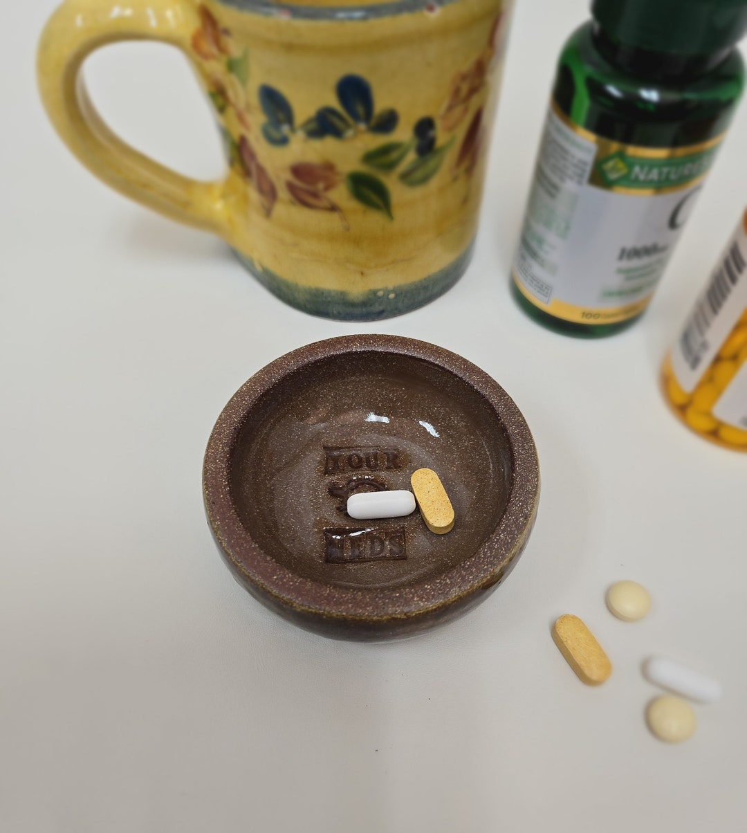 Handmade Stoneware Pill Bowl, Glazed Ceramic Medication Dispenser - Etsy