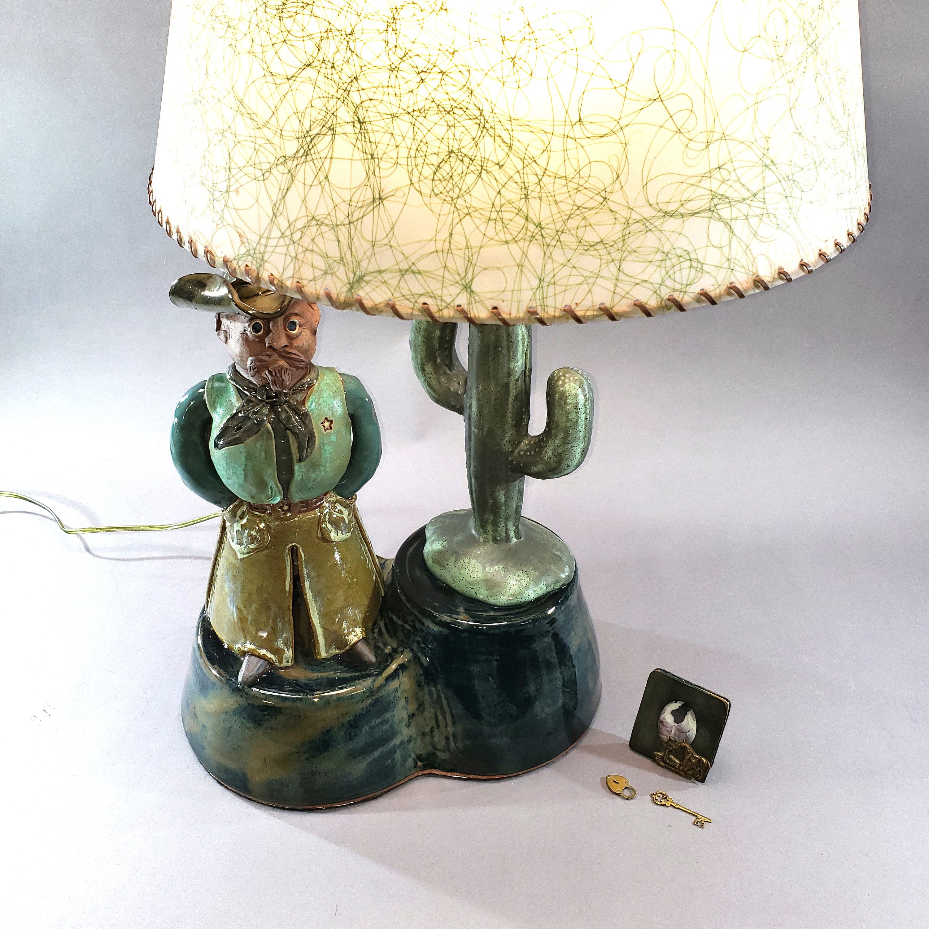Cowboy Lamp Ceramic Cowboy Sculpture Lamp Cowboy Art Lamp Western Lamp ...