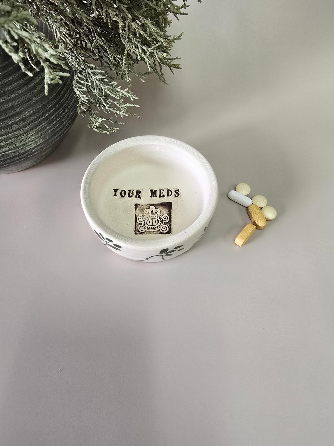 Ceramic Medication Dispenser Pill Box Ceramic Pill Bowl Pill Dispenser ...