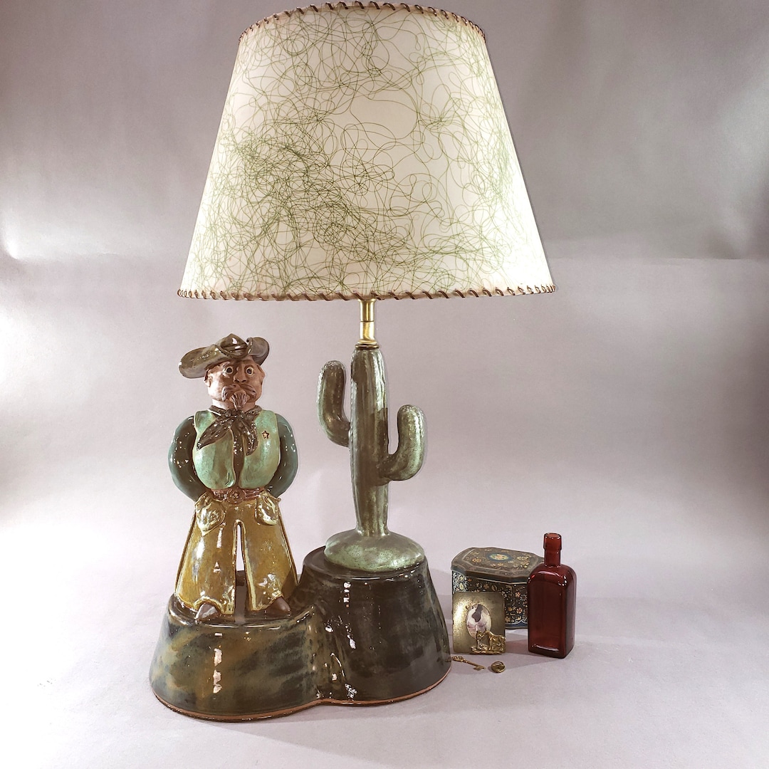 Cowboy Lamp Ceramic Cowboy Sculpture Lamp Cowboy Art Lamp Western Lamp ...