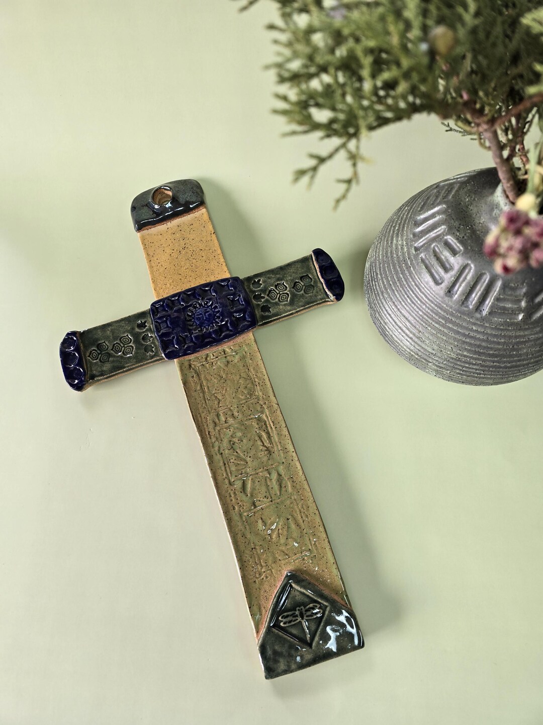 Handmade Southwestern Ceramic Cross Wall Cross Southern Cross Religious ...