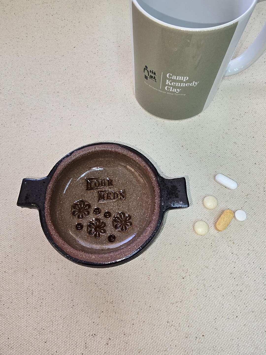 Handmade Ceramic Pill Bowl: "your Meds" Stoneware Dish - Etsy