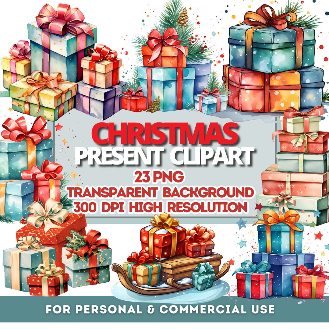 Christmas Present Clipart and Gift Box Graphics for Festive DIY ...