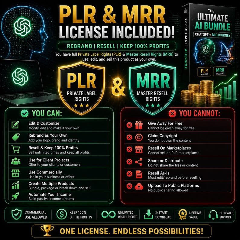 The Ultimate Ai Bundle, Chatgpt and Midjourney Master Collection, Plr ...
