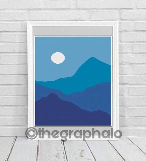 Midnight Blue Landscape Crochet Graphghan Pattern SC 180 X 240 - Etsy
