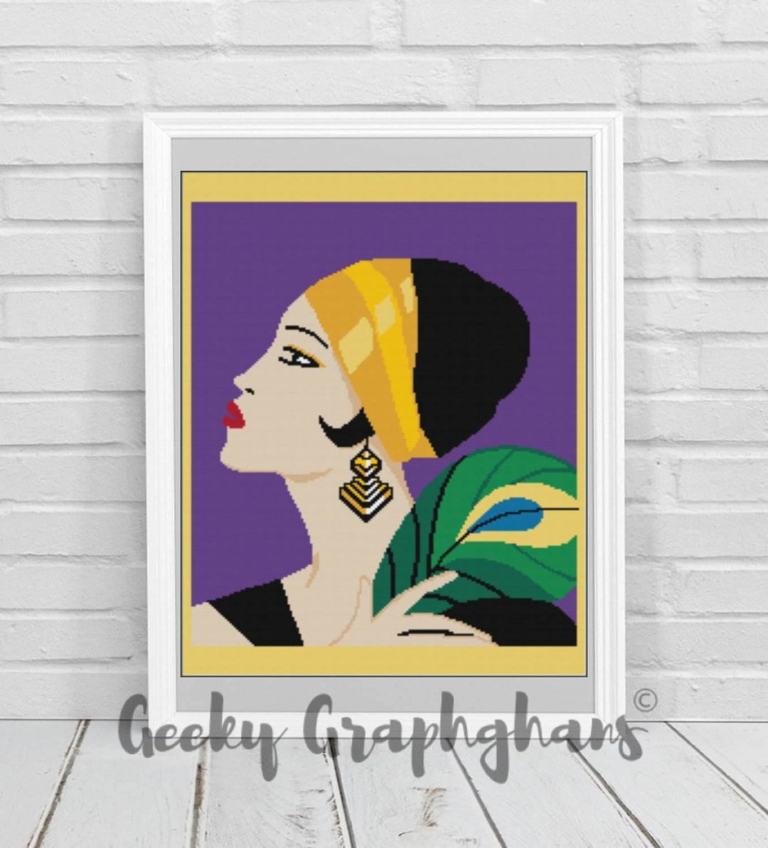 Art Deco Woman Crochet Graphghan Pattern - Etsy