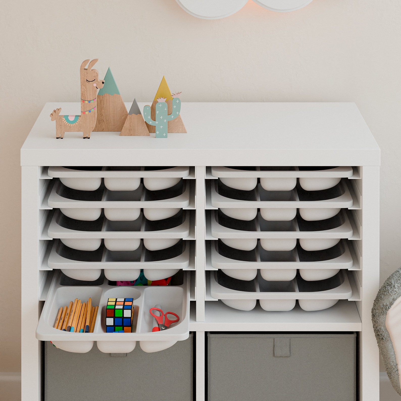 Ikea Kallax Insert Rail System With Trofast Sorting Boxes, Boxes for ...
