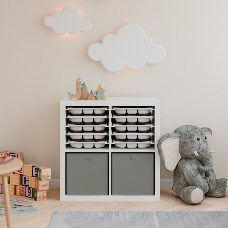 Ikea Kallax Insert Rail System With Trofast Sorting Boxes, Boxes for ...