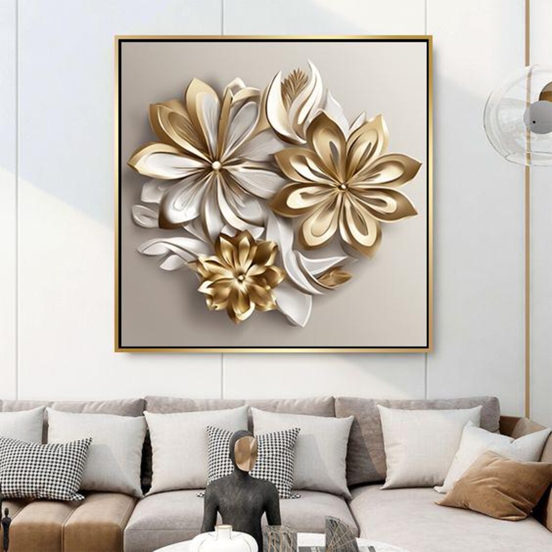 Printable Vintage Gold Flowers Art Metallic Florals Wall Art Print ...