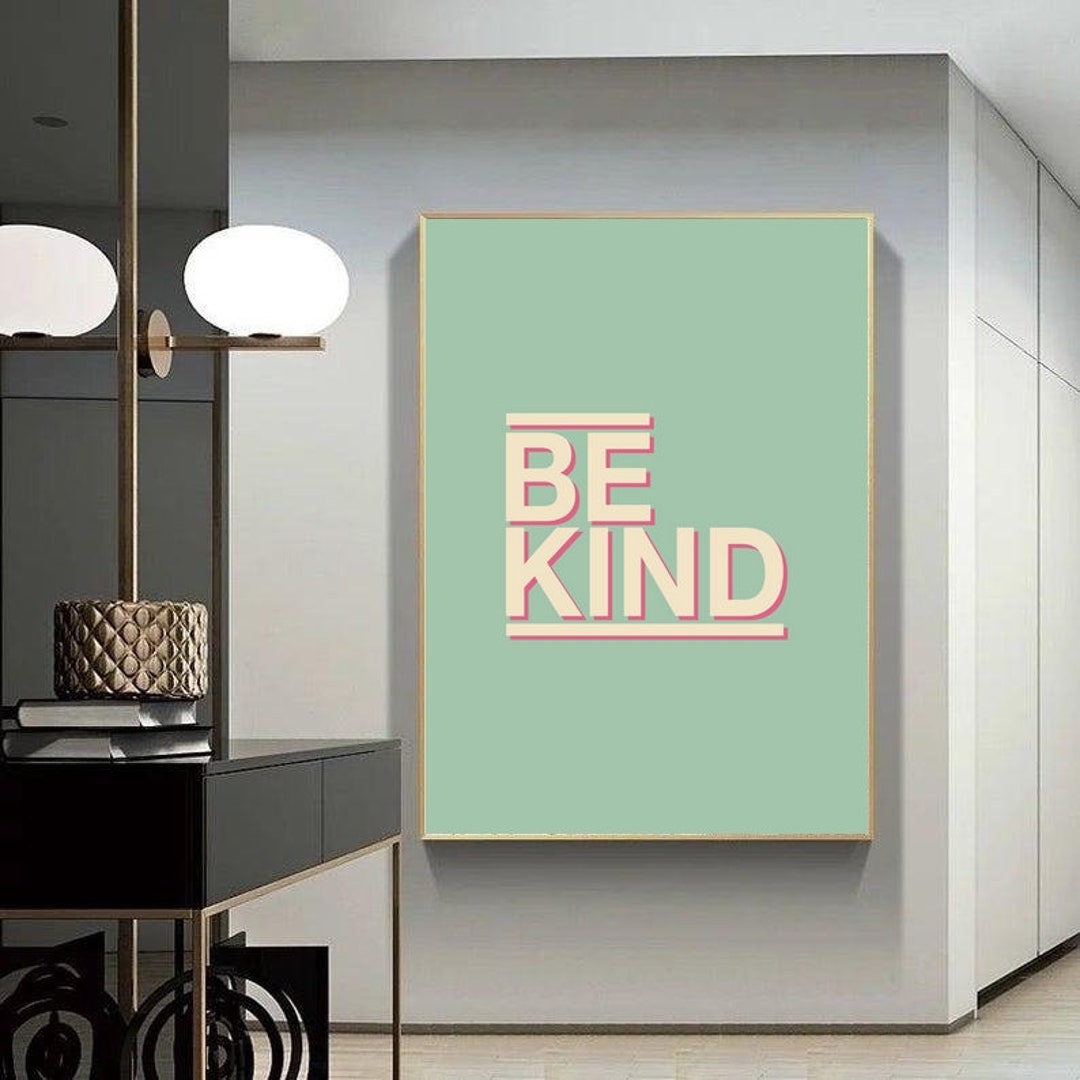 Printable Pink Be Kind Typography Wall Art Print, Abstract Print Art ...