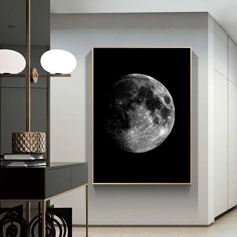 Printable Black Moon Phases Geometric Wall Art Print Abstract - Etsy