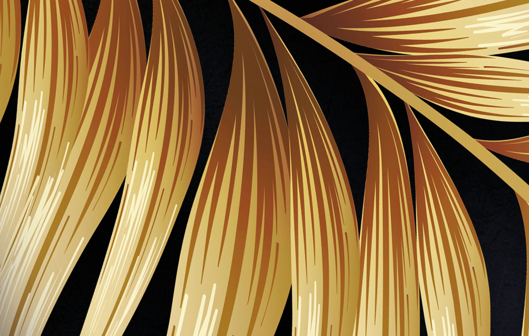 Gold & Black Leaf Print Set: Abstract Floral Wall Art (digital Download ...