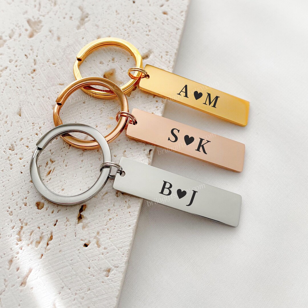 Personalized Initial Heart Keychain, Thoughtful Gift for Her, for Him ...